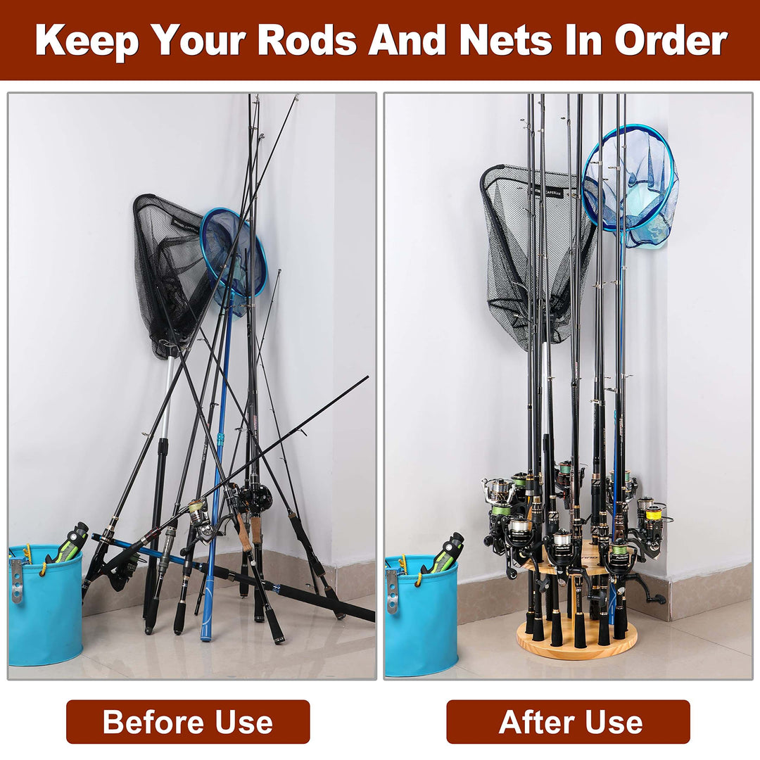 PLUSINNO V12 Wood Fishing Rod Holder for Garage – Plusinno