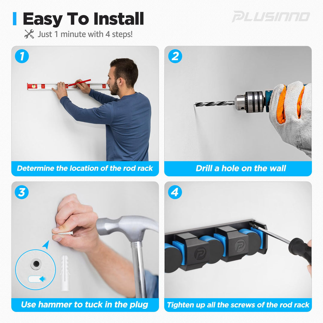 PLUSINNO V6 Fishing Rods Holder Vertical Wall Mount Fishing Rod Rack f ...