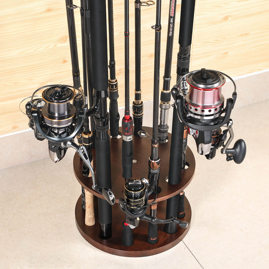 PLUSINNO V12 Wood Fishing Rod Holder for Garage – Plusinno