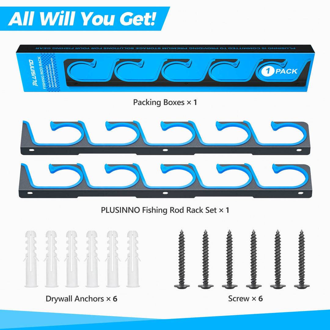 PLUSINNO H5 Horizontal Fishing Rod Holder for Wall and Ceiling – Plusinno